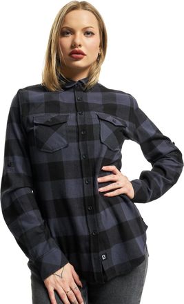 Brandit Women Amy Flannel Shirt Long S, Farbe: Black/Grey, Größe: 4XL