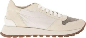Brunello Cucinelli Femme, Chaussures, Beige, Taille: 40 EU Baskets basses en daim et nylon