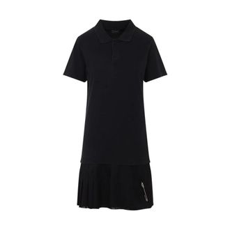 Balenciaga Logo Polo Kleid mit Faltenrock - - Dresses - Damen - Schwarzk - S