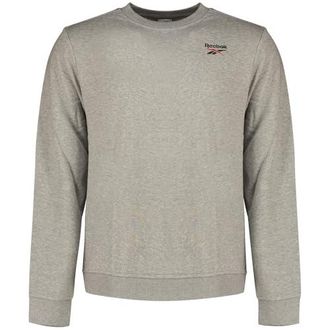 Reebok Identity Small Logo FT Crew Sweatshirt, Medium Grey Heather/Vector Red, M Mens