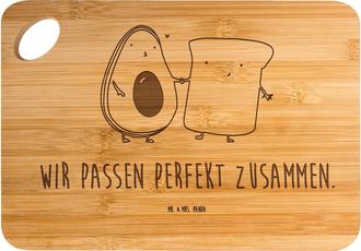 Mr. & Mrs. Panda Bambus - Schneidebrett Avocado Toast - Geschenk, Vegan, Holzbrett mit Gravur, Toastbrot, Bretter, Hackbrett, Gesund, Liebespaar