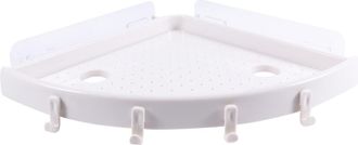 Aboofan Traceless Dreieckiges Badregal mit Saugnapf Weißes Wandaufbewahrungsregal aus PP für Shampoo und Badutensilien Praktisches Belüftetes Badezimmer Organ