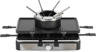 Salter Salter Elektrischer Raclette Grill & Fondue - 2-in-1 Rauchfreier Indoor Grill, 1,3L Schmelztopf f&uuml;r Schokolade, K&auml;sefondue, 6 Gabeln, Einstellbare Tem