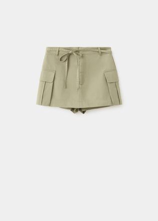 Mango Jupe-short &agrave; poches cargo kaki - Femme - 32 - MANGO
