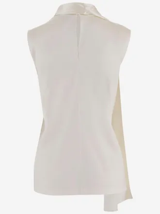Bottega Veneta Womens Top Stretch Silk Satin White Tops