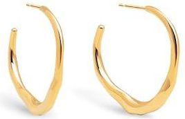 Singularu Boucles doreilles Anneaux Odette. Acier avec Plaqué Or 18Kt. Style Maxi avec Finition Organique. Bijoux pour Femme