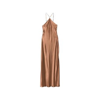 Staud Cadene Beaded-strap Satin-finish Maxi Dress