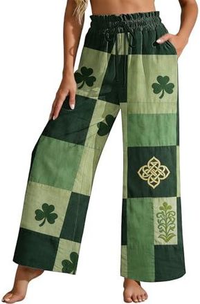 Generic HUIFUAO Pantalon de la Saint-Patrick pour femme - Pantalon tr&egrave;fle amusant - Costume irlandais de la St Paddys Day - Pantalon de tr&egrave;fle irlandais - Tai