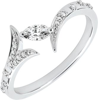 Edenly Ring Mysteriöser Wald - Kleines Modell - Weißgold und Marquise Diamant - 18 Karat