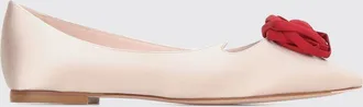 Roger Vivier Ballerines Rose en satin avec application de fleur brod&eacute;e