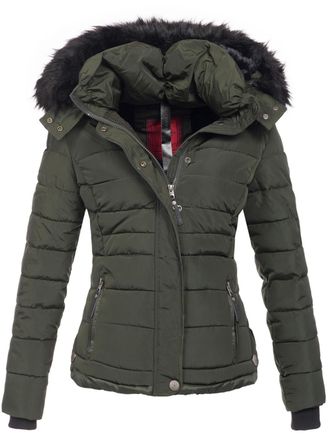 Navahoo Damen Winterjacke Chloe - Tailliert, Mit Abnehmbarer Kapuze & Edlem Kunstfell
