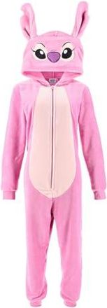 Disney Stitch Pyjama Femme, Pyjama Une Pi&egrave;ce &agrave; Capuche 3D Angel en Polaire Douce, Cadeau pour Femmes, Filles et Adolescents (FR/ES, Alpha/Lettres, TG, Taille