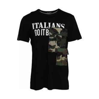 Dolce & Gabbana Schwarzes Camouflage-Baumwoll-T-Shirt - - Tops - Herren - Schwarzk - 5XL