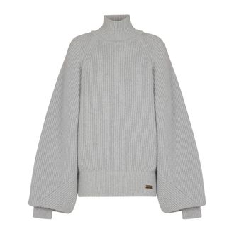 Balmain Rippstrickpuover mit Stehkragen - - Knitwear - Damen - Grau - L