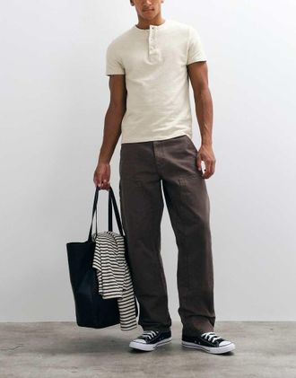 HUF lockere Hose mit doppeltem Knie in Bark-Braun