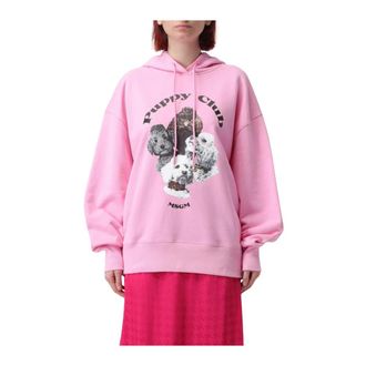 Msgm Oversized Hoodie mit Grafikdruck - - Sweatshirts & Hoodies - Damen - Rosa - S
