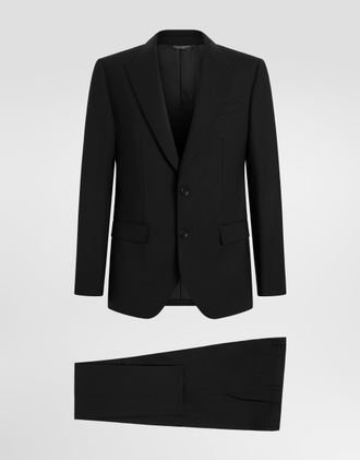Dolce & Gabbana Anzug Martini Light Aus Wollgabardine Mit Einreiher-design - Mann Anz&uuml;ge Und Blazer Schwarz 52