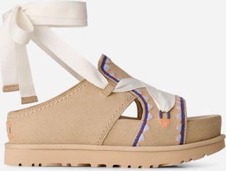 UGG Goldenstar Hi Artistitch Sandale f&uuml;r Damen in Sand Multi, Gr&ouml;&szlig;e Wildleder