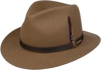 Stetson Chapeau en Laine Delvaro Traveller Homme - de Feutre avec Bandeau Cuir Automne-Hiver Automne Hiver - XL (60-61 cm) Marron