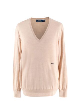Ralph Lauren Polo Ralph Lauren Beige Fine Knit V neck Jumper Size M