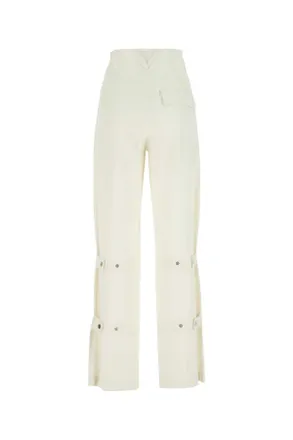 Bottega Veneta Womens Ivory Cotton Wide-Leg Pant 2945 Exterior: Pantaloni Trousers
