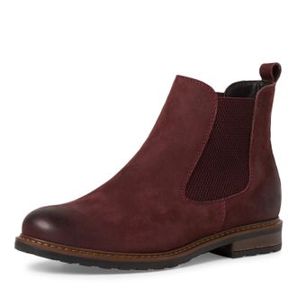 Tamaris Damen Chelsea Leder Blockabsatz bequem; RED NUBUC, EU 37