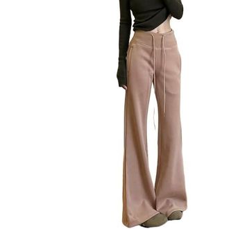 Generic QXDZSW SPOR Pantalon &eacute;vas&eacute; pour femme d&eacute;contract&eacute; ample et amincissant Bell Bot Pantalon de surv&ecirc;tement Automne Hiver, Doublure en polaire or rose, XL
