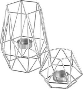 Echtwerk 2-teiliges Teelicht-/ Kerzenhalter Set Vintage Mix, Silber-Edition, Wohnzimmer/Schlafzimmer/Esstisch, Tischdeko für Hochzeiten EW-KH-2119 8 x 8 x 8,3 