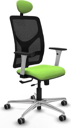 Piqueras y Crespo Arbeitsstuhl mit wei&szlig;en und schwarzen Armlehnen, h&ouml;henverstellbarer Lendenwirbelst&uuml;tze und festem Kopfteil, ausgestattet mit Syncro/Traslack. Schwarz/