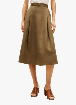 Tommy Hilfiger Jupe midi &eacute;vas&eacute;e en lin