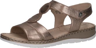 Caprice Damen Sandalen flach aus Leder mit Klettverschluss, Beige (Taupe Met.Comb), 39 EU