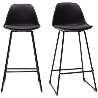 Miliboo Schwarze Designer-Barhocker mit Metallbeinen 66 cm (2er-Set) FRANZ