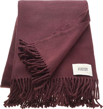 Sch&ouml;ner Wohnen Kollektion Tagesdecke 140x200 Baumwolle Mischung - unifarbene Kuscheldecke Basics - Sofadecke Pflaume