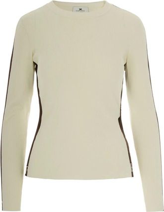 Elisabetta Franchi Femme, Blouses et Chemises, Blanc, Taille: 40 FR Pull en viscose avec bandes brillantes