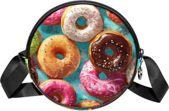 Generic Sac &agrave; bandouli&egrave;re rond pour femme, petit sac &agrave; bandouli&egrave;re avec fermeture &eacute;clair, bretelles r&eacute;glables, sac &agrave; main rond d&eacute;contract&eacute; pour femmes et fill