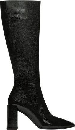 Courr&egrave;ges Stiefel - Pointed Toe Black Boots With Glossy Finish - Gr. 36 (EU) - in Schwarz - f&uuml;r Damen