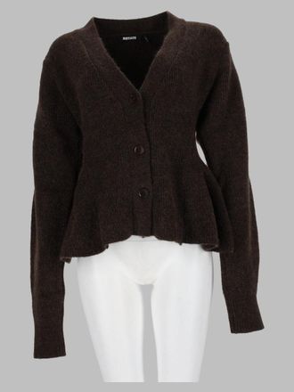 Rotate Knit Ruffle Cardigan - Brown