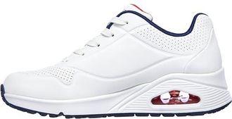 Skechers Femme Uno Stand Air Fashion-sneakers, Blanc White Durabuck Navy Red Trim, 37.5 EU