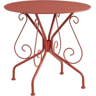 MYLIA Table de jardin D.80 cm en m&eacute;tal fa&ccedil;on fer forg&eacute; - Terracotta - GUERMANTES de MYLIA