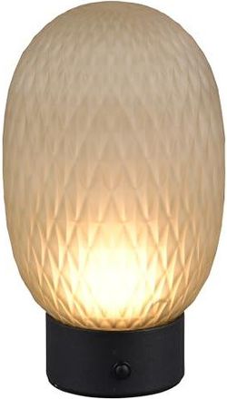 Trio Leuchten LED Akku Tischleuchte Facette 564210115, Metall Schwarz matt, Glas grün, inkl. 1.5 Watt LED, USB-Anschluss, 4-fach Touch