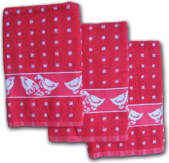 ROSS K&uuml;chenfrottiertuch G&auml;nse Quadrat Rot 3er - 50x50cm