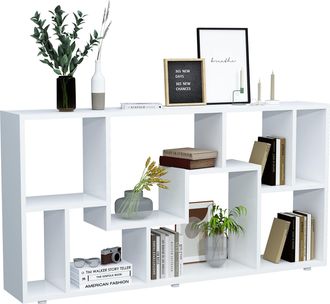 VCM Holz Standregal Bücherregal Medienregal Aufbewahrung Raumteiler Deko Regal Lanisa L Weiß