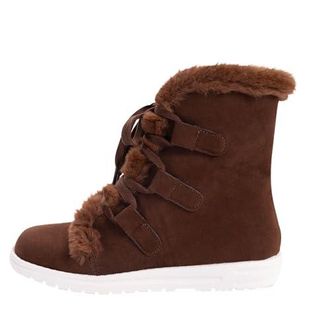 Generic Bottes dhiver thermiques pour femme - Couleur unie - Doublure en fausse fourrure - Confortables et chaudes - &Agrave; lacets - Pour la marche et les loisirs,