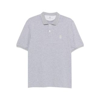 Brunello Cucinelli Homme, Tops, Gris, Taille: 2XL Polo en Piqu&eacute; de Coton