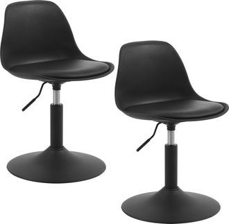 Woltu 2er Set Verstellbarer Sitzhocker Stuhl Arbeitshocker Bürohocker Esszimmerstuhl Schminkhocker Homeoffice Kommerzieller Shop Mehrzweck PU Schwarz Sitz 3