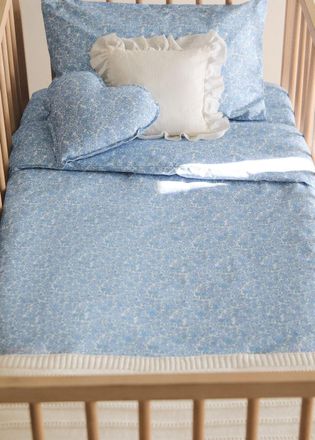 Mango Housse de couette mini berceau coton percale fleurs bleu - Home - 100x120cm - MANGO HOME
