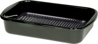Riess 0433-022, Grillpfanne eckig mit Waffelboden 35/23, CLASSIC - BACK- UND BRATFORMEN, 35 x 23 cm, Höhe 7,5 cm, Emaille, schwarz, Bräter, Auflaufform, Bra