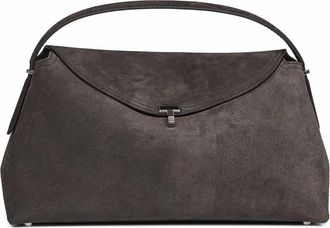 Toteme Femme, Sacs, Brun, Taille: ONE Size T-lock Suede Top-Handle Shoulder Bag