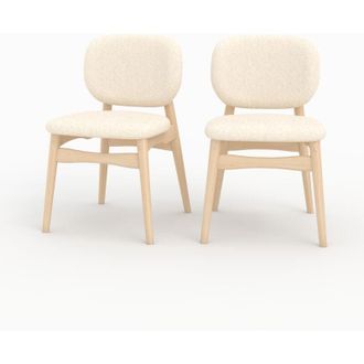 Rendez-Vous D&eacute;co Rendez-vous D&eacute;co - Lot de 2 chaises en tissu boucl&eacute; beige - paulette