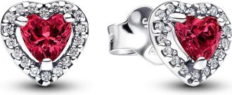 Pandora Pandora Timeless Erhabenes Rotes Herz Ohrstecker aus Sterling Silber mit Zirkonia, 298427C04